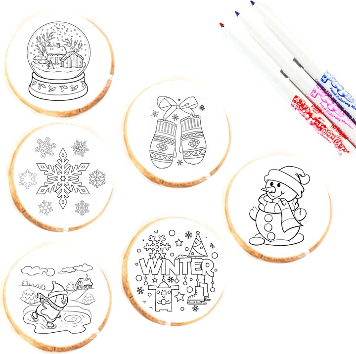 Etsy Winter Cookie Coloring Kit 6 Variety Designed Cookies With 3 ...