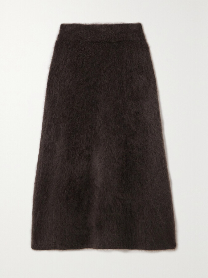 Lisa Yang Asta Brushed-cashmere Midi Skirt - Brown - ShopStyle