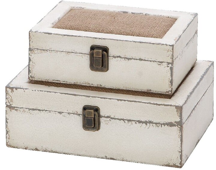 Willow Row White Wood Farmhouse Box - Set of 2 - ShopStyle