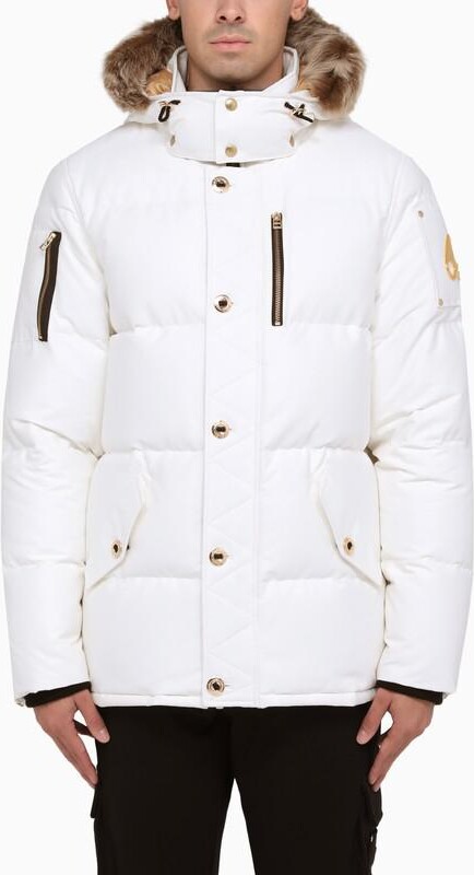 Moose Knuckles White hooded jacket - ShopStyle