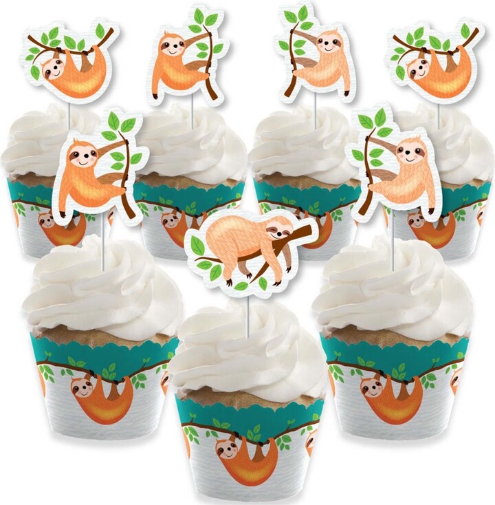 Big Dot Of Happiness Let's Hang - Sloth - Cupcake Decor - Cupcake ...