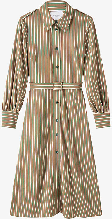 LK Bennett Womens Mul-multi Frances Stripe-pattern Woven Midi Dress ...