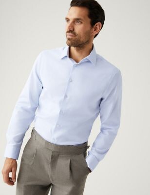 M&S SARTORIAL Tailored Fit Pure Cotton Textured Shirt - ShopStyle