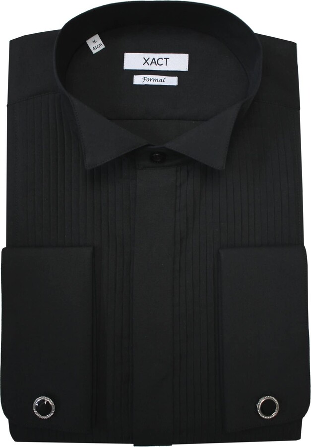Xact Men's Formal Tuxedo/Dress Shirt with Double Cuff and Cuff Links ...
