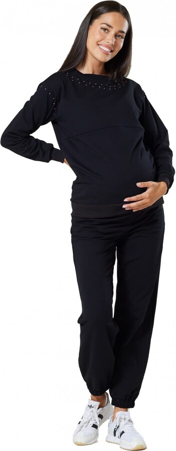 HAPPY MAMA Women's Maternity Tracksuit with Gold Crystal Sew - On 1588 ...