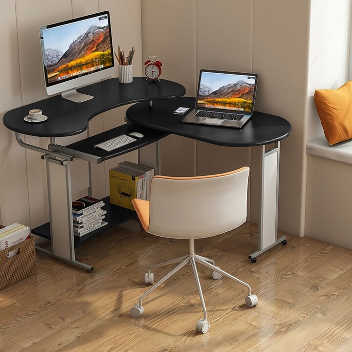 Farfarview L - Shaped Rotating Corner Computer Desk with Sliding ...