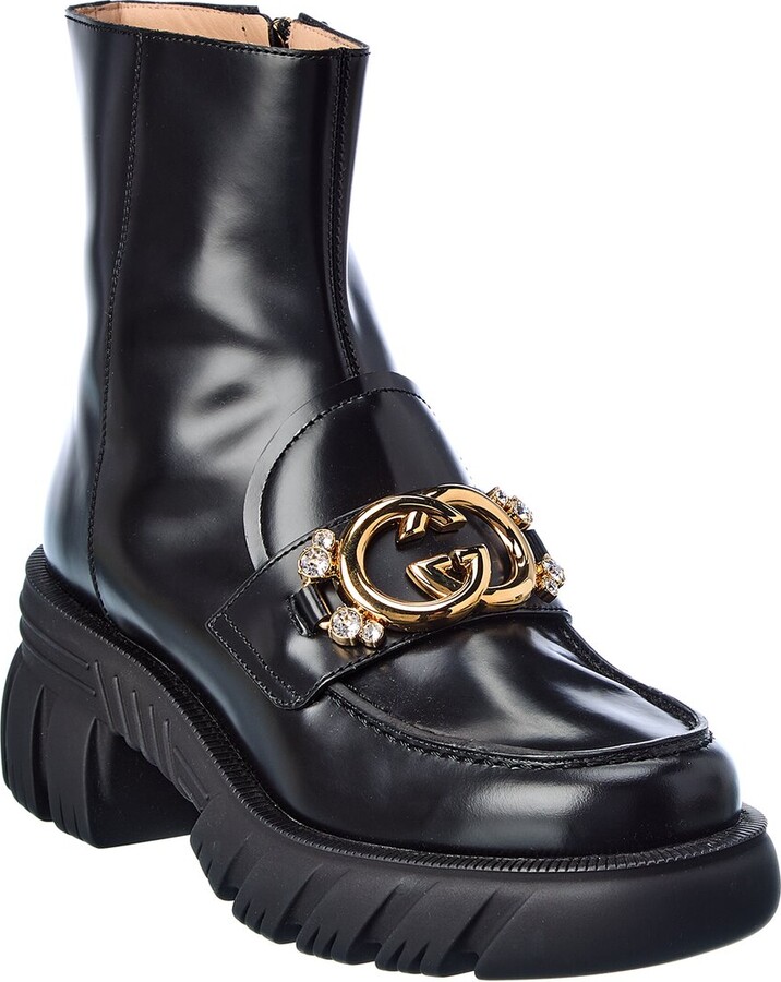 Gucci Interlocking G Leather Bootie - ShopStyle