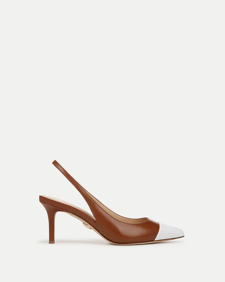 Veronica Beard Liliana Leather Slingback Pump Caramel Coconut - ShopStyle