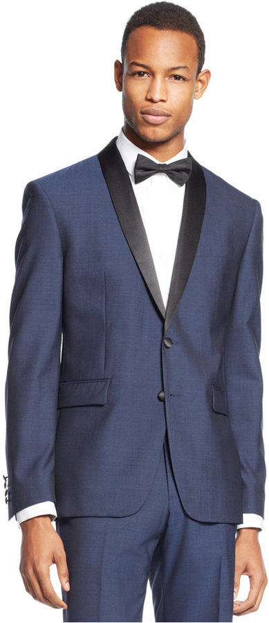 Bar III Slim-Fit Midnight Blue Shawl Collar Tuxedo Jacket - ShopStyle Suits