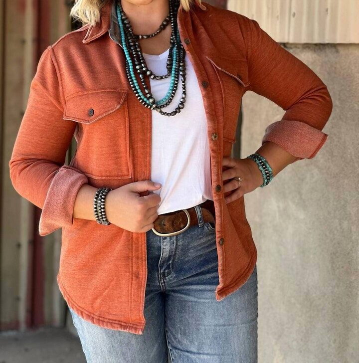 Texas True Threads Shell Shacket In Rust - ShopStyle Casual Jackets
