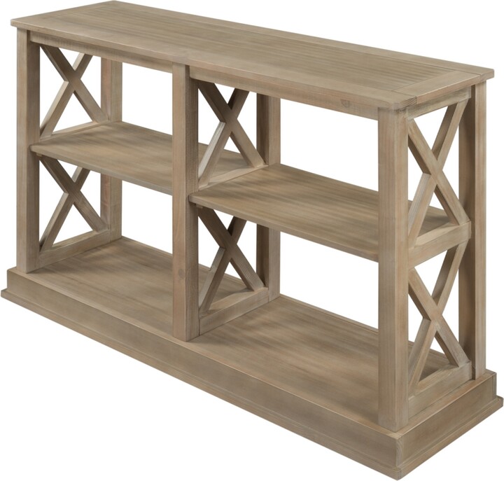 Simplie Fun Console Table With 3-Tier Open Storage Spaces And X Legs ...