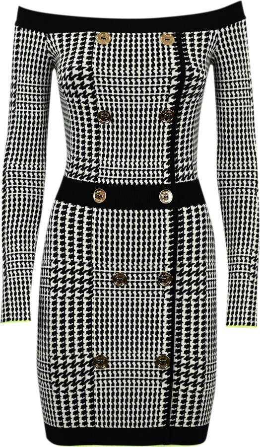Elisabetta Franchi Prince Of Wales Knit Dress - ShopStyle