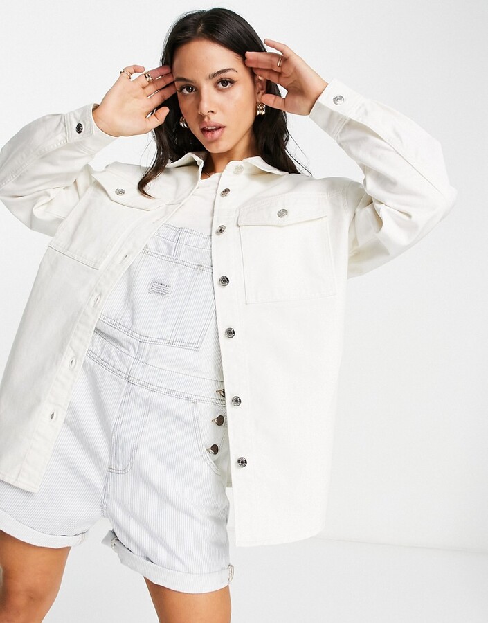 ASOS DESIGN oversized denim shacket in white - ShopStyle