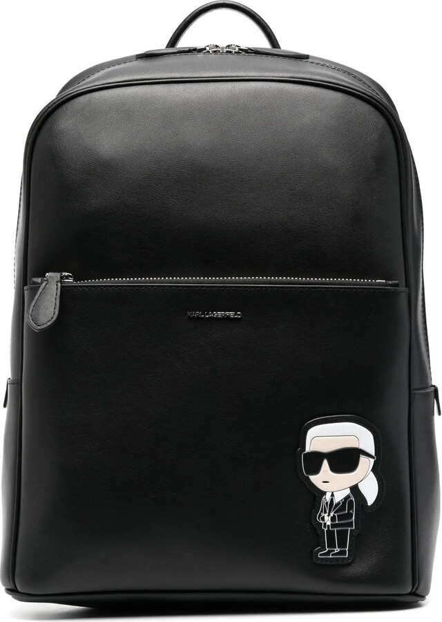 Karl Lagerfeld Paris Logo-Patch Leather Backpack - ShopStyle