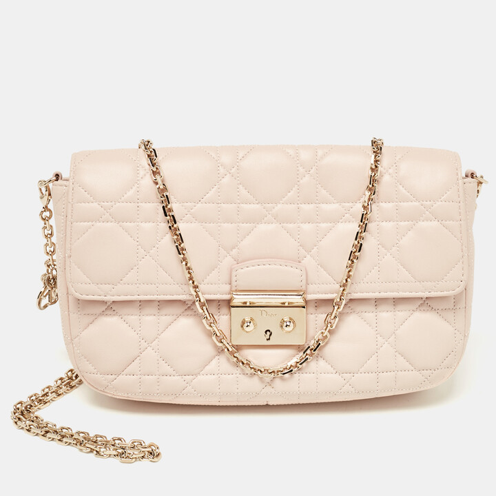 Christian Dior Light Pink Cannage Leather Small Miss Flap Bag - ShopStyle