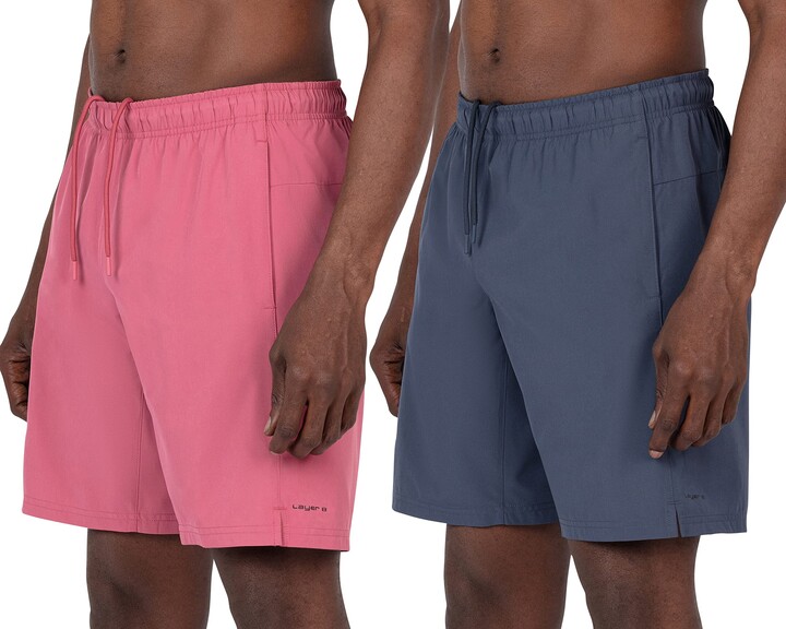Layer 8 Men’s Shorts Two Pack All Purpose 7 and 9 Inch Woven Stretch ...