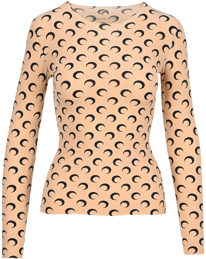Marine Serre Crescent Moon Motif Long-Sleeve Top - ShopStyle