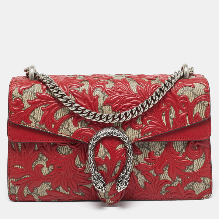 Gucci Red GG Supreme Canvas Small Dionysus Arabesque Shoulder Bag ...
