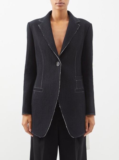 Ashlyn Jude Raw-edge Topstitched Wool Suit Jacket - ShopStyle