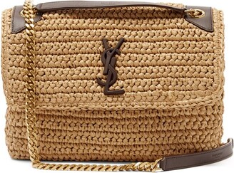 Saint Laurent medium Niki raffia shoulder bag - ShopStyle