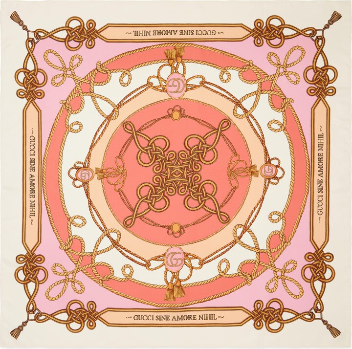 Gucci Optical torchon print silk scarf - ShopStyle Scarves & Wraps