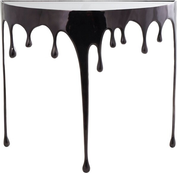 Olivia & May Aluminum Drip Console Table: Smoked Glass, Cast Aluminum ...