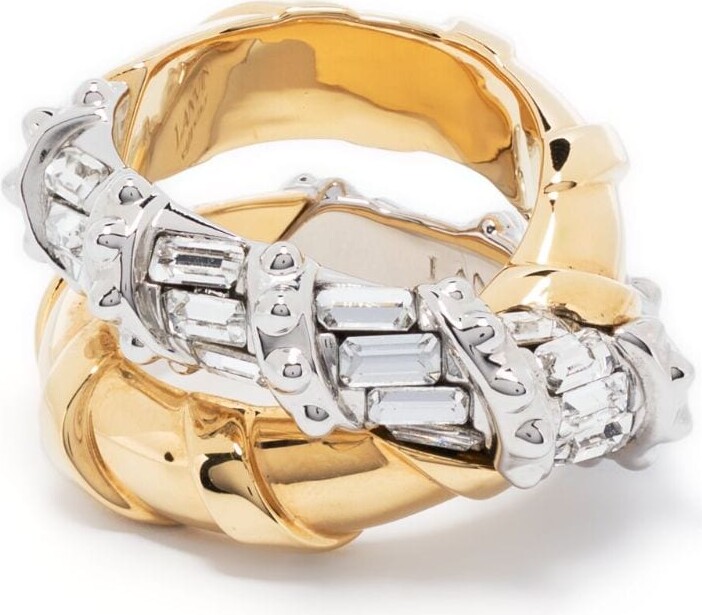 Lanvin Crystal-Embellished Two-Tone Ring - ShopStyle