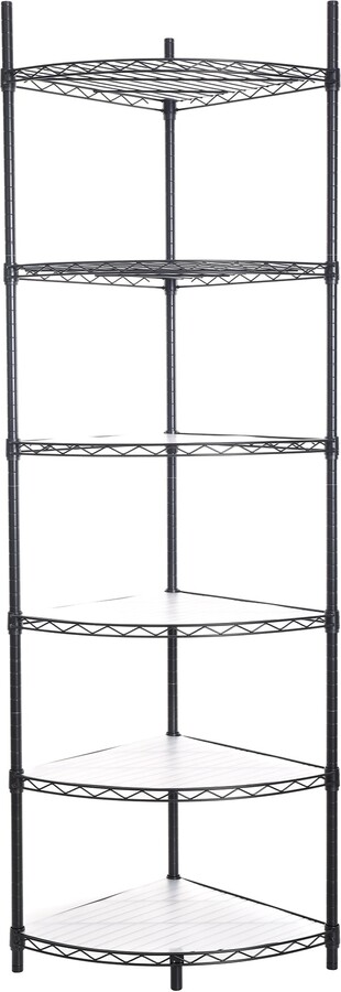 Green Scenic 6 Tier Shelf Corner Wire Shelf Rack Adjustable Metal Heavy ...