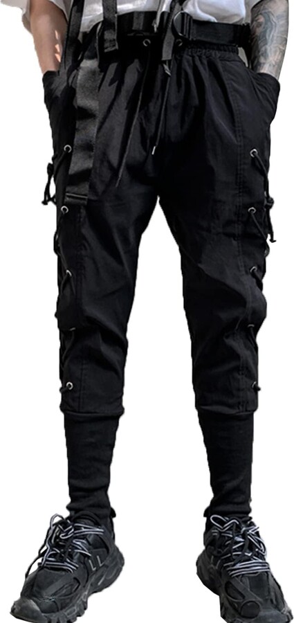 Ambcol Men's Trousers Joggers Streetwear Slim Fit Hip Hop Goth Pants ...