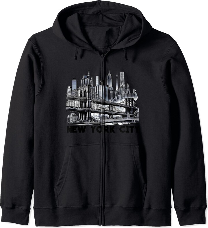 NYC Souvenir Shop New York City Big Apple NYC Red Apple Souvenir NYC Skyline Zip Hoodie - ShopStyle