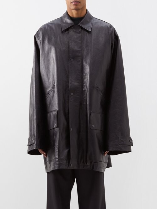 Balenciaga Oversized Leather Jacket - ShopStyle