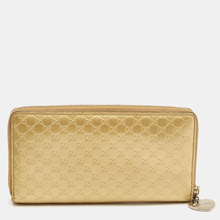 Gucci Gold Microguccissima Patent Leather Zip Around Wallet - ShopStyle