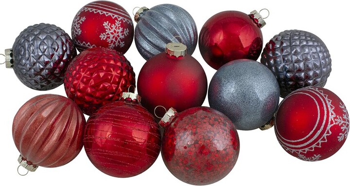 Northern Lights Northlight Set Of 12 Red And Blue Finial And Glass Ball ...