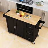 Mobile Kitchen Island with Extensible Rubber Wood Table Top - ShopStyle
