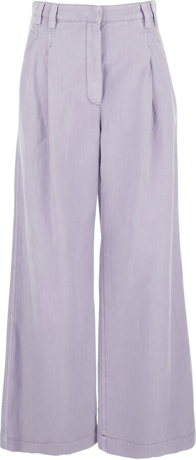 Brunello Cucinelli Violet Pants With Monil Detail On The Loop And Wide ...