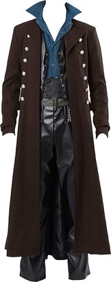 HUYTERTDR Men's Medieval Vintage Trench Coat Steampunk Gothic ...