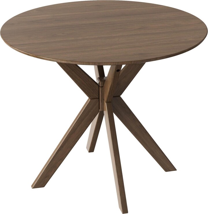 Sugift 36 Inch Round Wood Dining Table with Intersecting Pedestal Base ...
