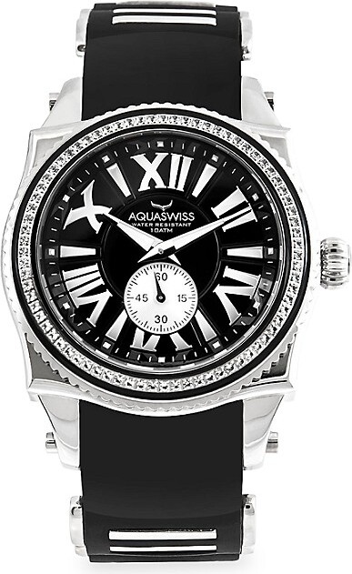 Aquaswiss 43MM Stainless Steel, Topaz & Silicone Strap Chronograph ...
