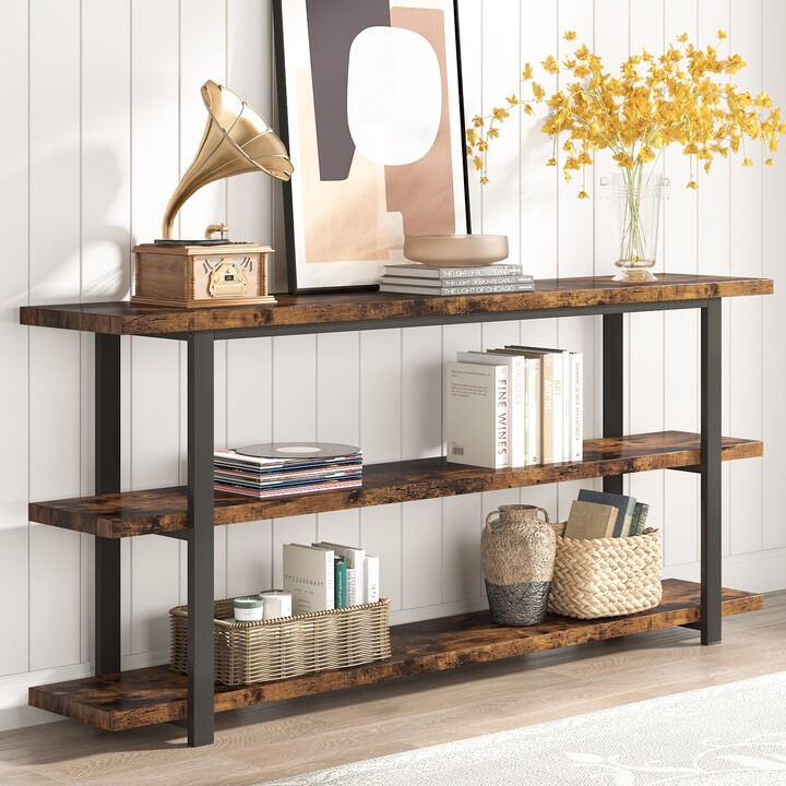 VANOMi 70.86''Wx11.81''Dx35.4''H 3-Tier Rustic Brown Console Tabel ...