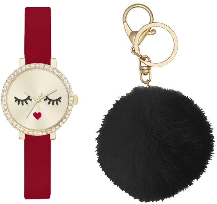 Jessica Carlyle Women's Analog Red Strap Glam Watch 28mm with Black ...