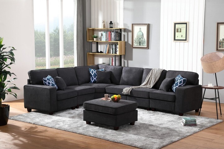 Simple Relax 7 Piece Modular L-Shape Sectional Sofa with Ottoman ...