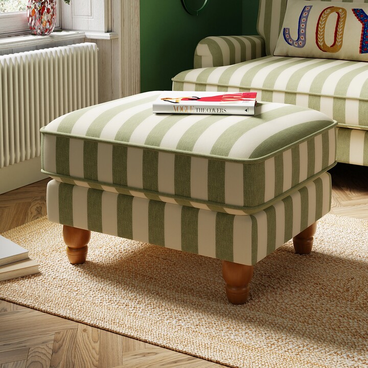 Dunelm Beatrice Woven Stripe Footstool Green/White - ShopStyle Poufs