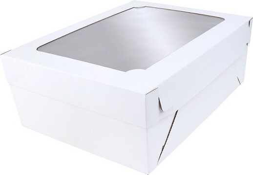 O'Creme White Cardboard Quarter Size, 8" Deep, Cake Box with Window ...