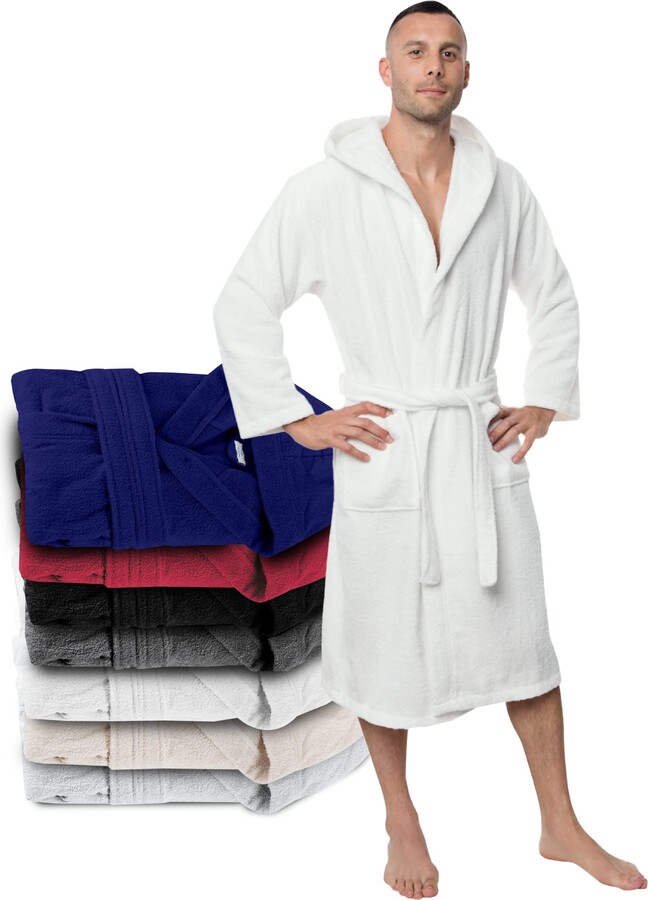 Twinzen Bathrobe Men & Women 100% Cotton OEKO-TEX® Certified - M White ...