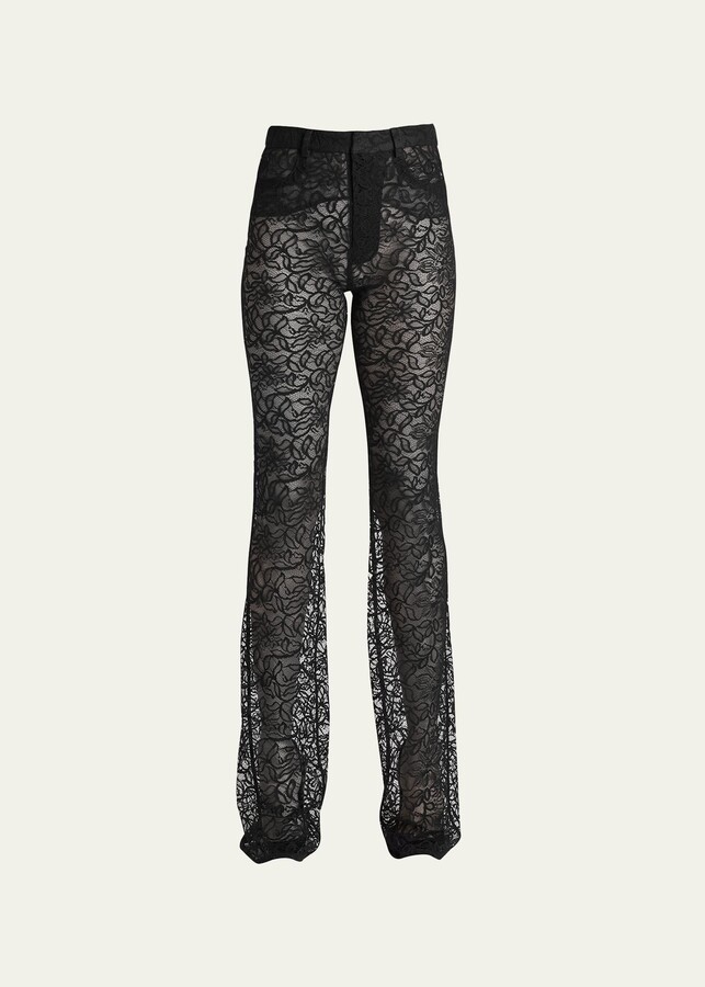 Saint Laurent Flared Lace Pants - ShopStyle