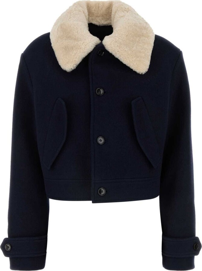 AMI Paris Faux-Fur Collar Wool Jacket - ShopStyle Fur & Shearling Coats