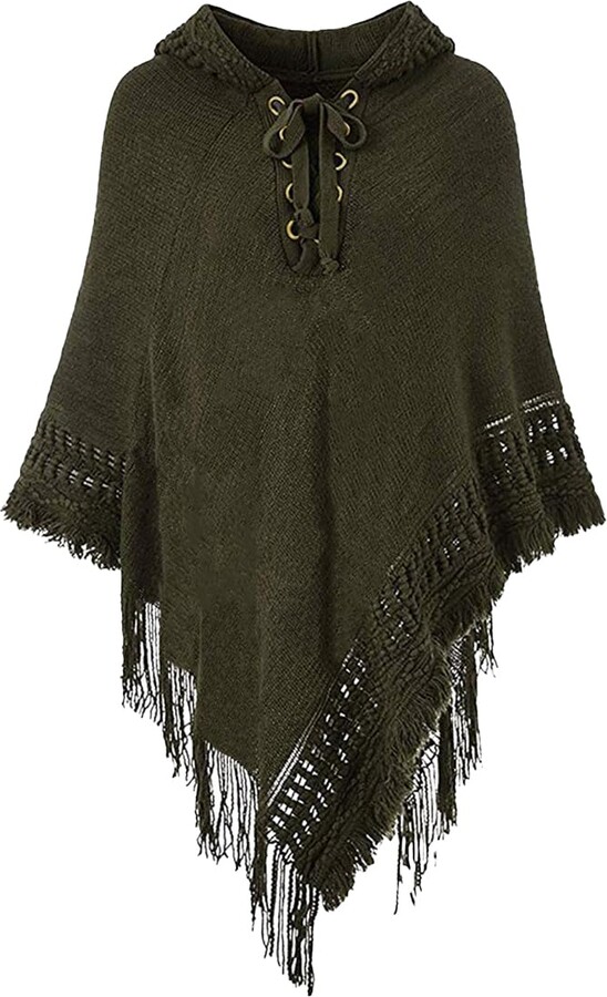 Rayson Women Knitted Warm Ponchos with Hood for Winter Elegant Solid ...