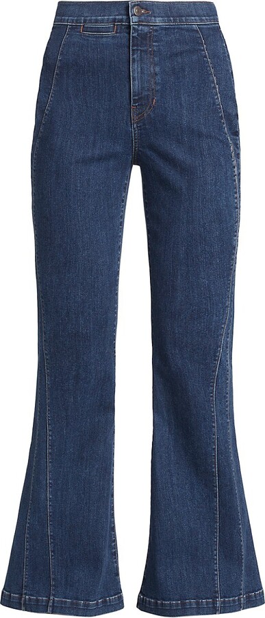 Veronica Beard Sheridan Seamed High-Rise Bell-Bottom Jeans - ShopStyle