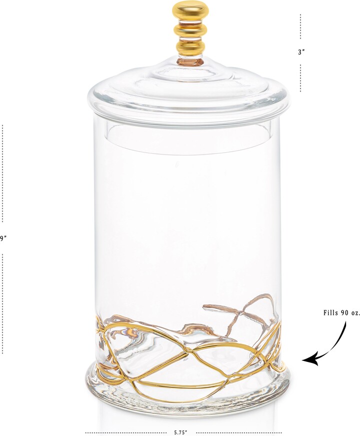 Classic Touch Decor Glass Jar and Lid with 14k Gold Swirl Design ...