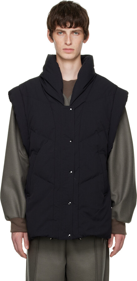 rito structure Black Shawl Collar Vest - ShopStyle Outerwear